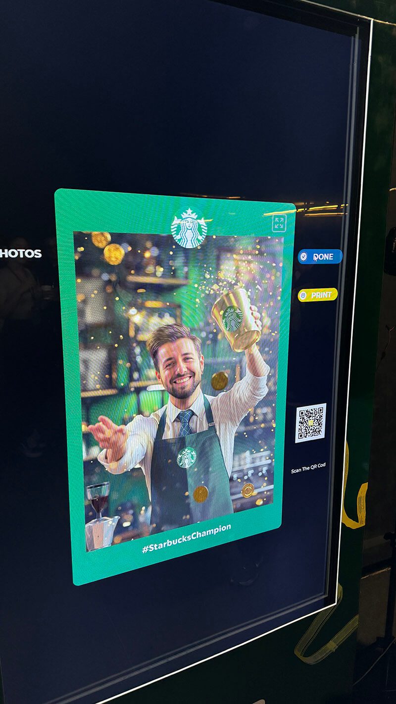 Totem interativo de fotos com IA - Sonser Entretenimento