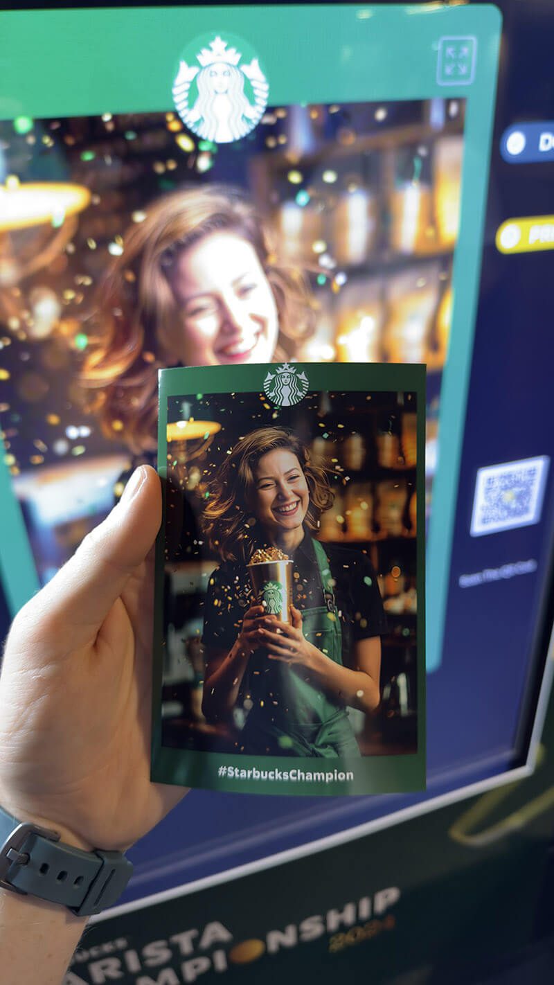 Totem interativo de fotos com IA - Sonser Entretenimento